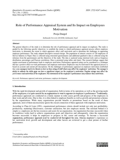 Assessing The Role Of Performance Appraisal Systems On Employee