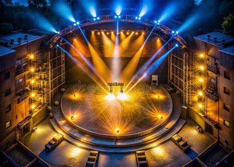 Stunning Aerial Perspective Of A Concert Stage Under Dramatic Spotlight