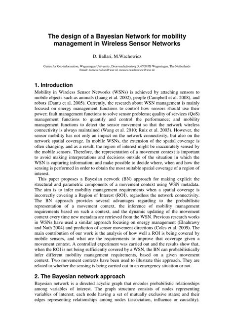 pdf the design of a bayesian network for mobility management in