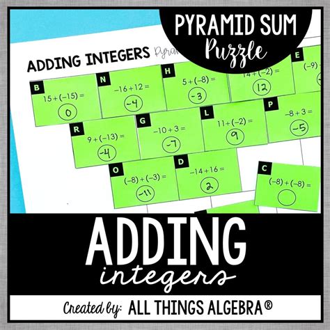 adding integers pyramid sum puzzle all things algebra®