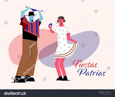 Couple Dancing Traditional Dance Chile Cueca Stock Vector Royalty Free