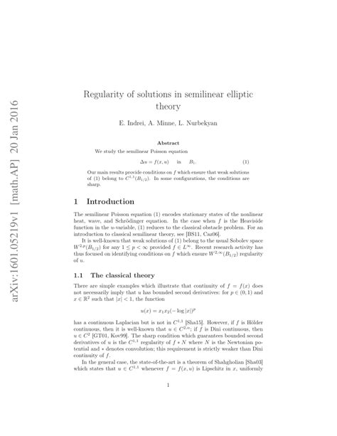 Pdf Regularity Of Solutions In Semilinear Elliptic Theory