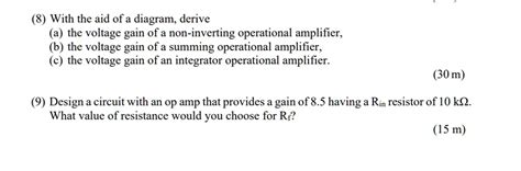 With The Aid Of A Diagram Derive The Voltage Gain Of A Non Inverting Operational Amplifier The