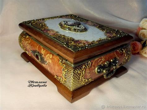 Шкатулка для украшений декупаж Valentina заказать на Ярмарке Мастеров Fqx5dru Шкатулки