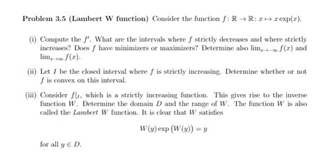 Solved Problem 35 Lambert W Function Consider The