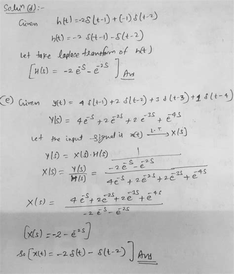 Solved 4 The Input X T And Impulse Response Ht Of A Continuous