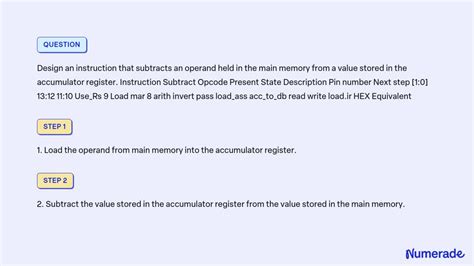 Solved Design An Instruction That Subtracts An Operand Held In The