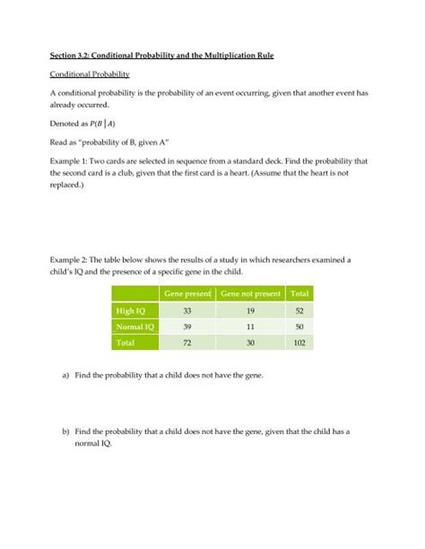 Section Conditional Probability And The Multiplication Rule