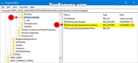 Windows Update Defer Feature And Quality Updates In Windows Tutorials