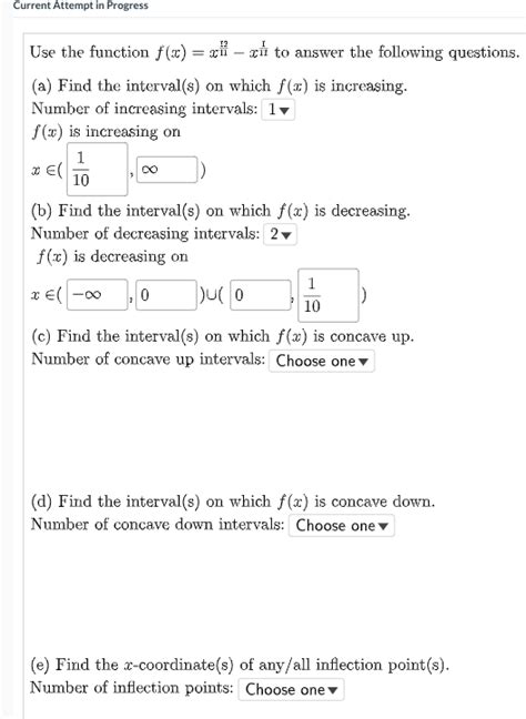 Solved Current Attempt In Progress Co Use The Function Fx