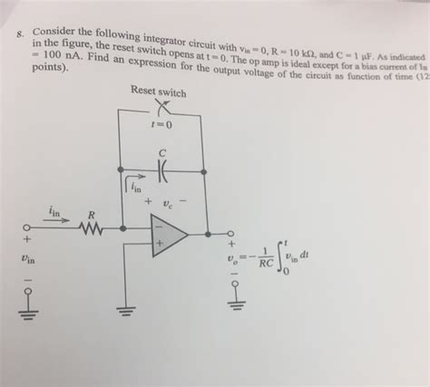 Solved Consider The Following Integrator Circuit With V 0