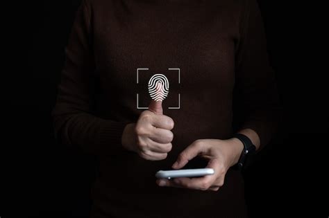 Premium Photo Verification Of Information With Fingerprint Scanner