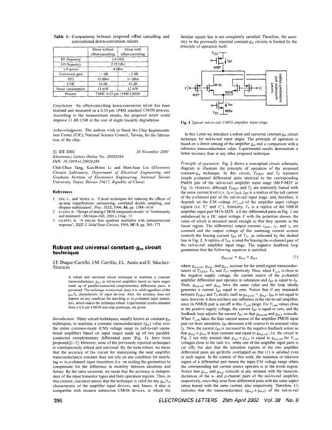 Pdf Robust And Universal Constant Gm Circuit Technique Operational