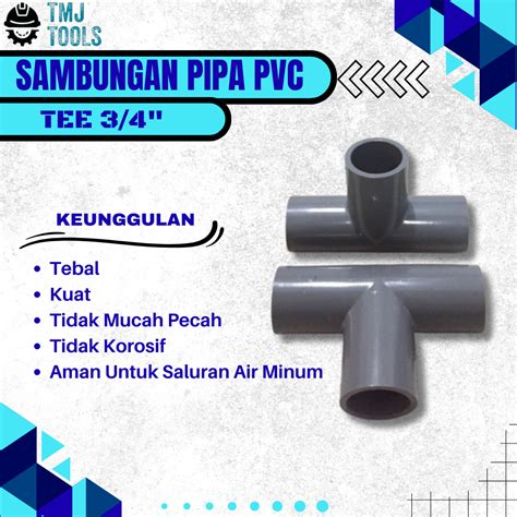 Sambungan Pipa T PVC Inch Sambungan Pipa Tee Alat Penyambung Pipa Plastik Model T