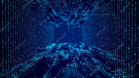 Premium Photo Abstract Particle Flow In Cyberspace Futuristic 3d Portal Digital Technology Web