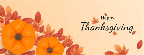 Premium Vector Thanksgiving Banner Background With Pumpkin And Leaves
