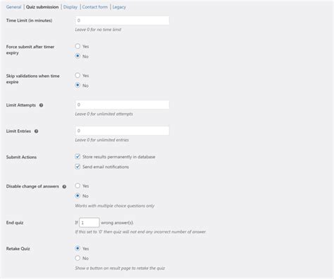 Basic Quiz And Survey Settings Options Tab Documentation Quiz And Survey Master