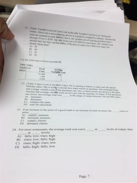 Solved 21·table Variable Costs For Lots Look At The Table