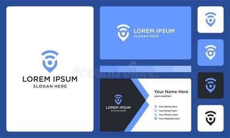 Location And Connection Or Signal Logo Business Card Design Template Stock Vector