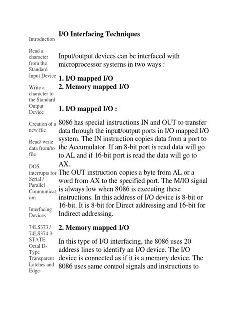 i o interfacing using 8086 pdf input output digital technology