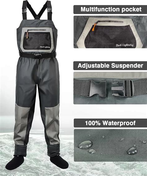 Dark Lightning Breathable Insulated Chest Waders Perfect For 4 Seasons