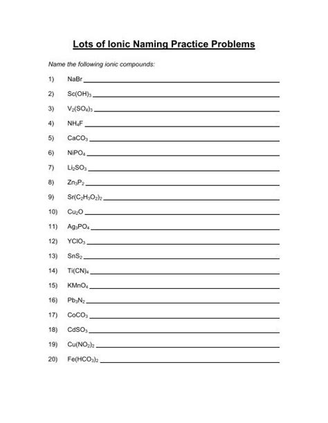 Naming Ionic Compound Problems