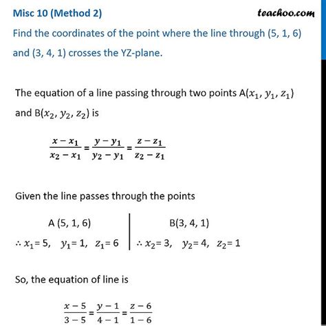 Question Find Coordinates Of Point Where Line Through