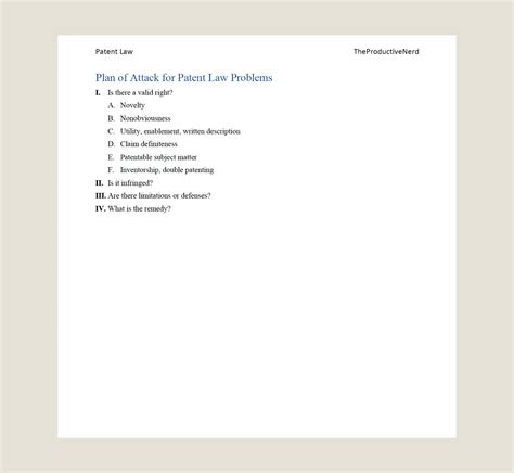 Patent Law Outline Law School Notes Law School Outline Patent Law With Case Law