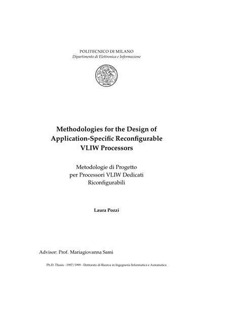Pdf Methodologies For The Design Of Application Specific Reconfigurable Vliw Processors