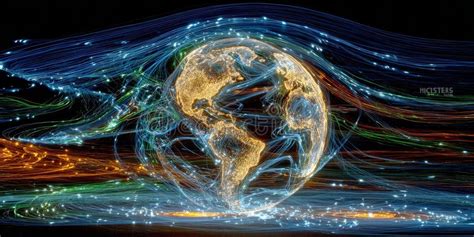 Digital Earth Connection Visualizing Data Flow In The Futuristic Globe Network Connectivity