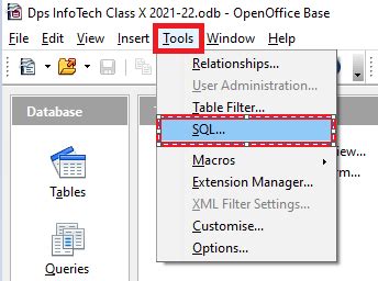 Structured Query Language SQL In OpenOffice Org Base MyCSTutorial The Path To Success In Exam