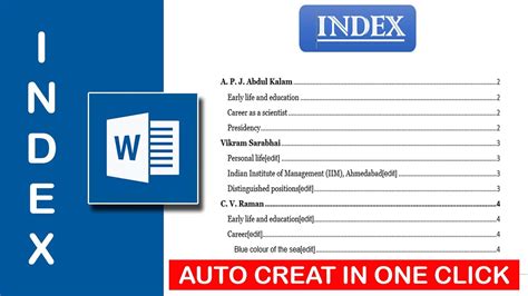 How To Create Index In Ms Word Free Printable Template