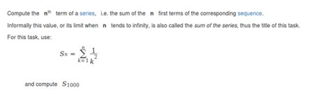 Solved Compute The Nth Term Of A Series I E The Sum Of The Chegg Com