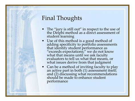 Ppt Using The Delphi Method As A Form Of Assessment Powerpoint Presentation Id 246949
