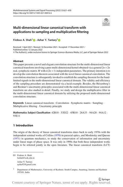 Multi Dimensional Linear Canonical Transform With Applications To