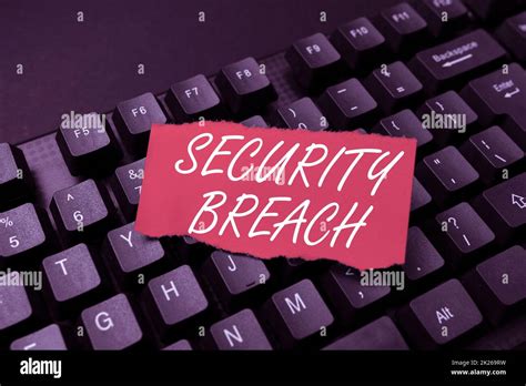 Text Sign Showing Security Breach Conceptual Photo Unauthorized Access Of Data Gained By A