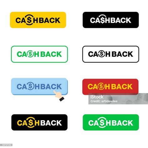 캐시백 서비스 아이콘 세트 흰색 배경에 있는 벡터 캐시 백 격리 된 버튼 벡터 일러스트레이션 가격에 대한 스톡 벡터 아트 및
