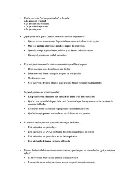 Test 2 Derecho Penal 06 02 2024 Pdf Derecho Penal Castigos