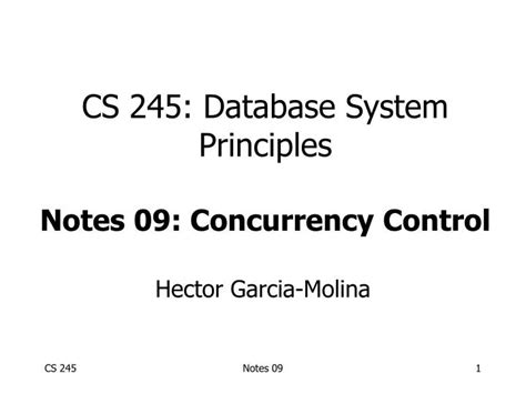 Ppt Cs 245 Database System Principles Notes 09 Concurrency Control