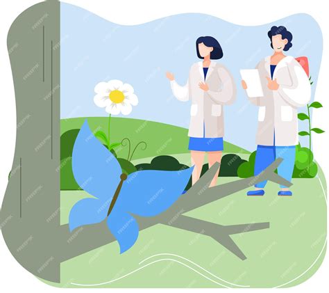 Premium Vector Observation Of Insects In Wild Ecologists Scientists