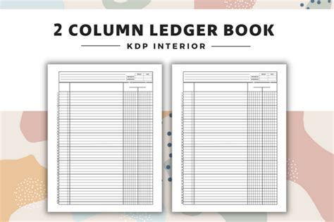 2 Column Ledger Book Interior Graphic By Lunart · Creative Fabrica
