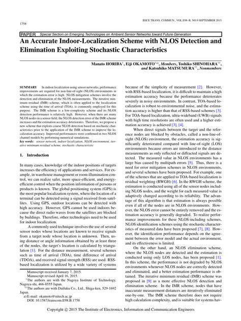 Pdf An Accurate Indoor Localization Scheme With Nlos Detection And