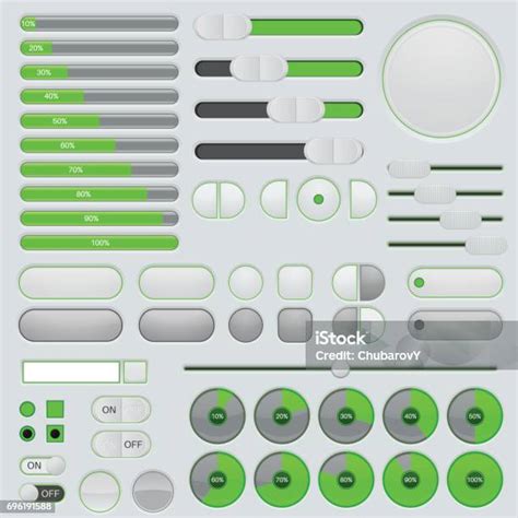 Ensemble De Boutons De Linterface Utilisateur Et Éléments Barre Progressive Slider Interrupteur