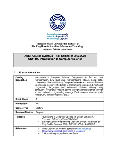 Cs11102 Introduction To Computer Science 2023 2024 Pdf