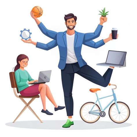 Person Doing Multiple Activities Simultaneously For Productivity Premium Ai Generated Image