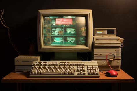 Premium AI Image An Old Computer With A Red Mouse And A Mouse On The Desk