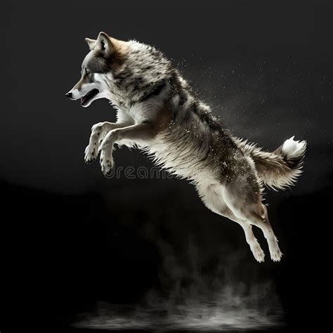 Wolf Jumping High Generative Ai Stock Illustration Illustration Of