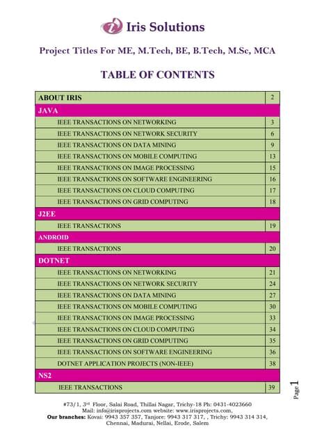 Iris Solutions Ieee 2012 Engineering Project Titles For Cse It Pdf