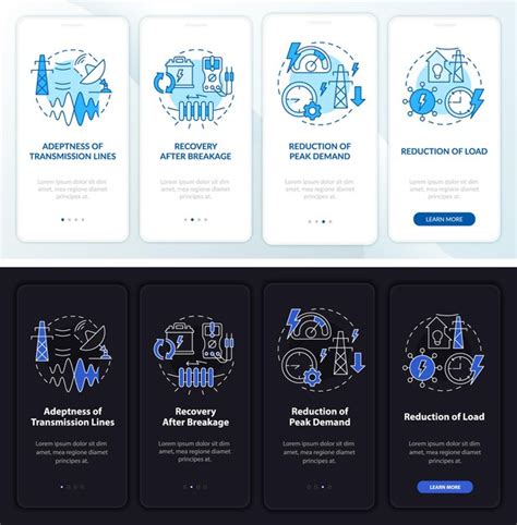 Premium Vector Smart Grid System Night And Day Mode Onboarding Mobile App Screen