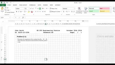 Homework Excel Template